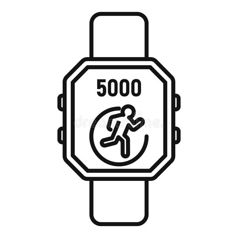 Smartwatch Showing Runner Icon and 5000 Steps Counter Stock Vector ...