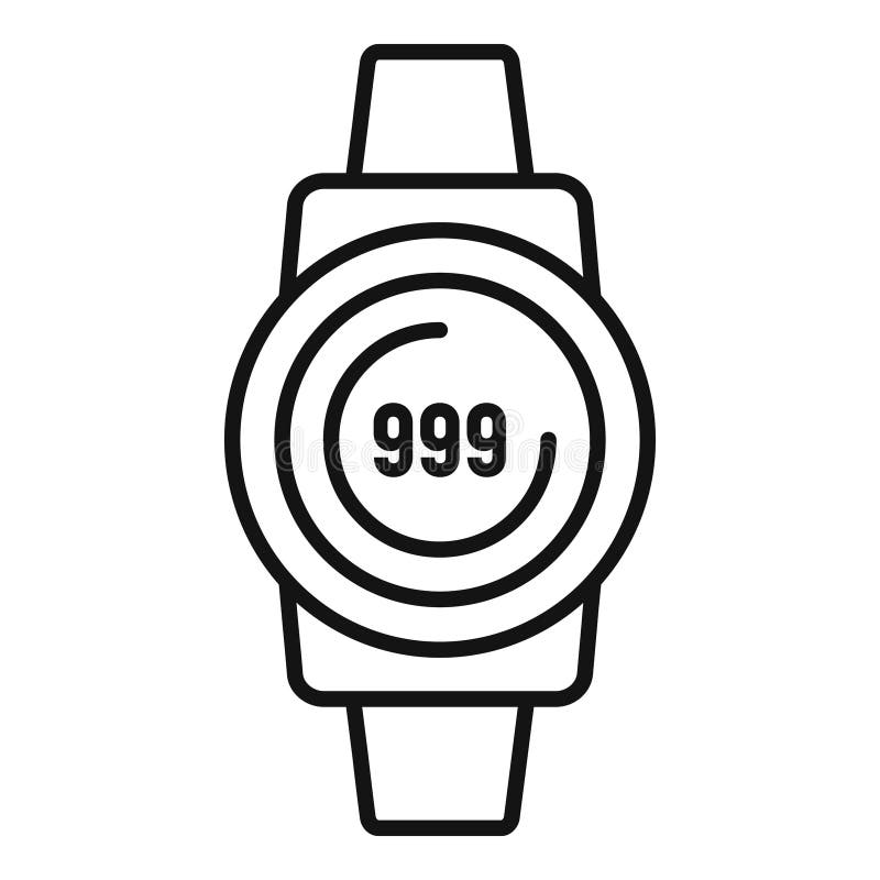 Smartwatch Showing 999 Steps Icon, Outline Style Stock Illustration ...