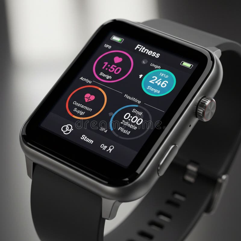 Smartwatch with a Sleek Black Band and Rectangular Touchscreen Display ...