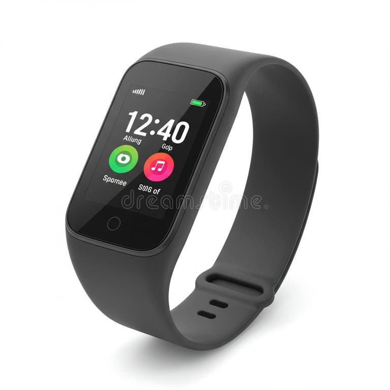 Smartwatch with a Sleek Black Design Features a Rectangular Touchscreen ...