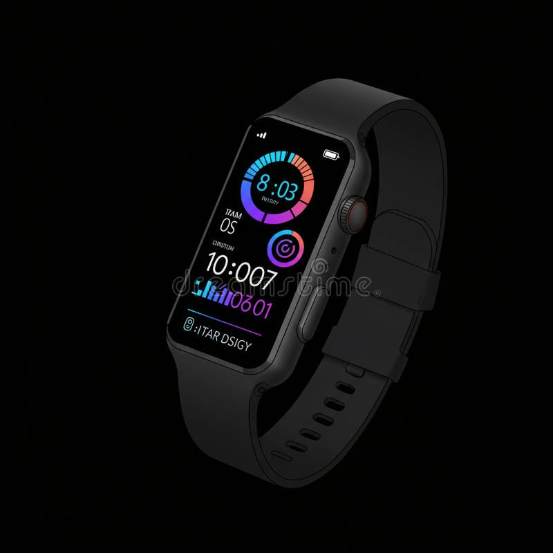 Smartwatch with a Sleek Black Design, Featuring a Rectangular Touch ...
