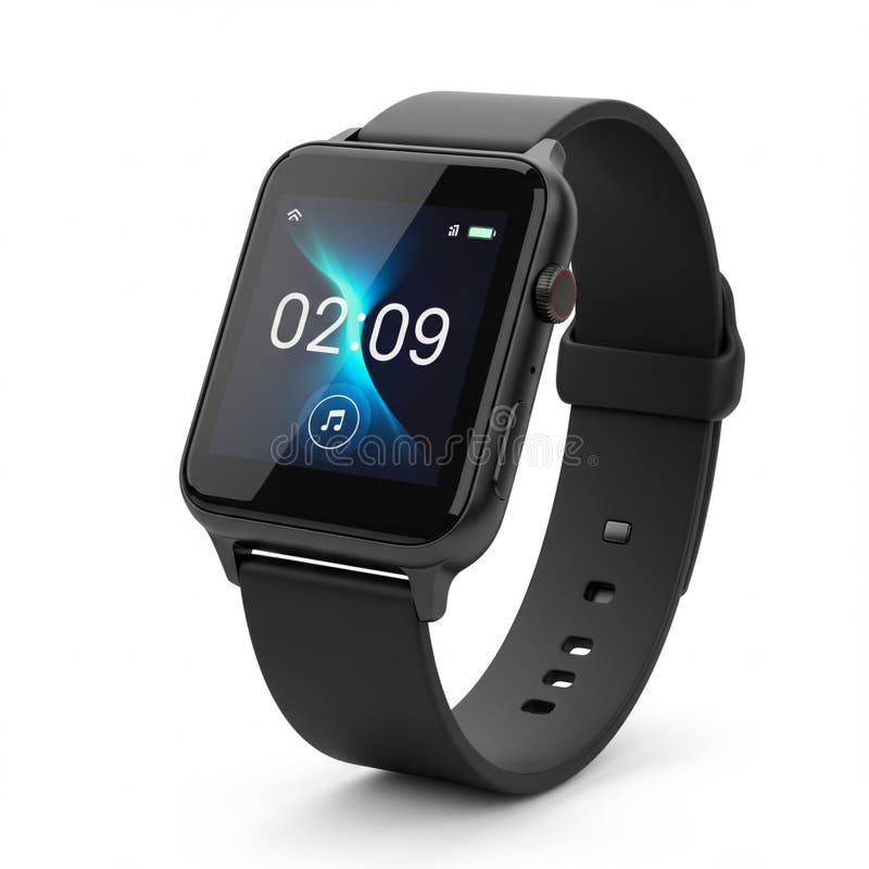 Smartwatch with a Sleek Black Design and a Square Touchscreen Display ...