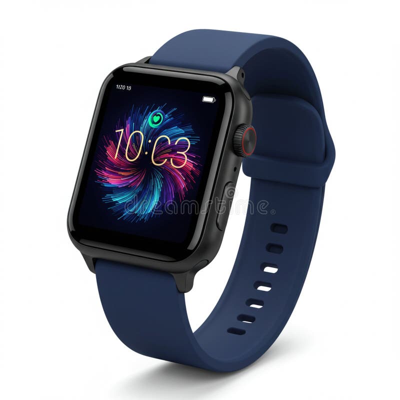 Smartwatch with a Sleek Black Rectangular Face Featuring a Vibrant ...