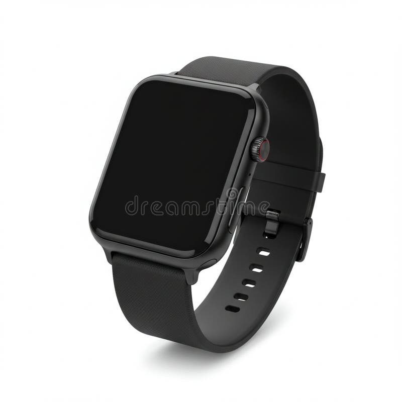Smartwatch with a Sleek, Black Rectangular Face and Rounded Corners ...