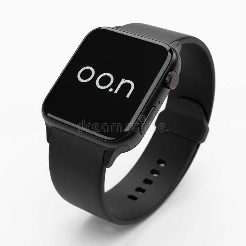 Smartwatch with a Sleek, Rectangular Black Face and Smooth Black Band ...