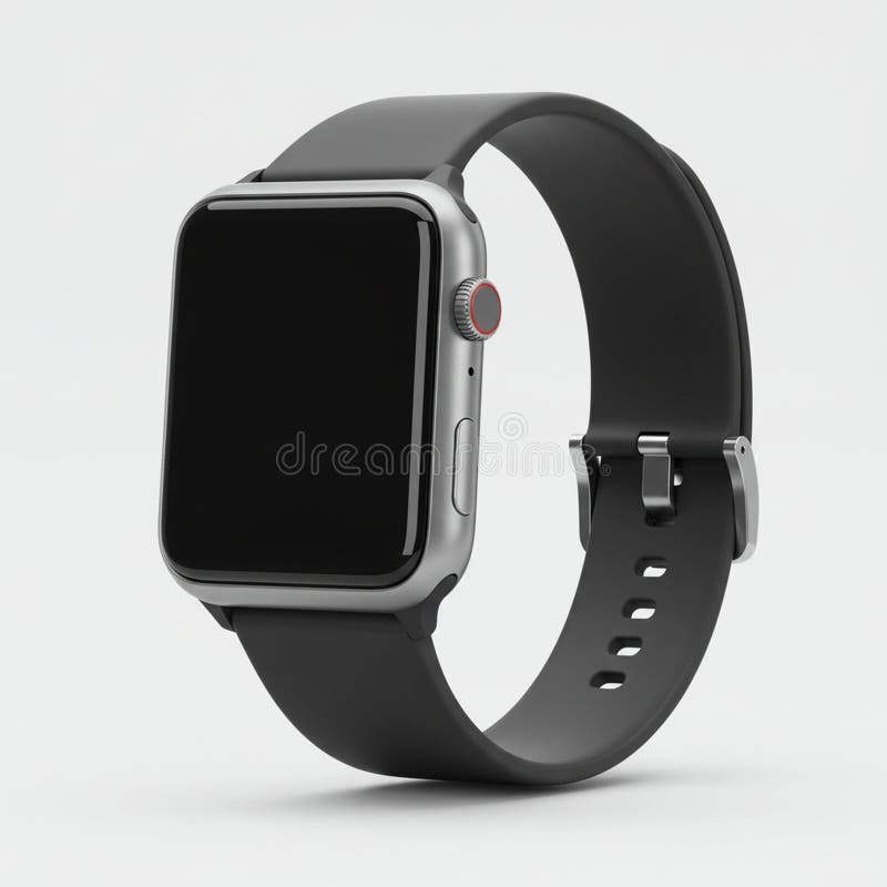 Smartwatch with a Sleek, Rectangular Design, Featuring a Metallic ...