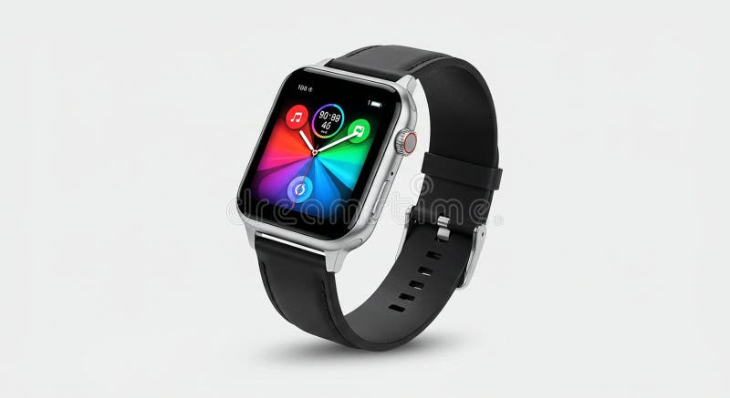 Smartwatch with a Sleek Silver Casing and a Rectangular Display ...