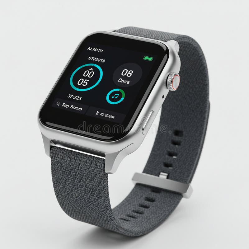 Smartwatch with a Sleek Silver Casing and a Touchscreen Display ...