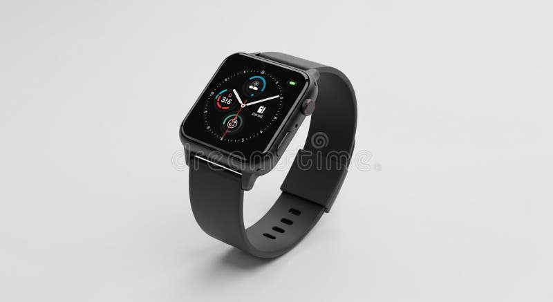 Smartwatch with a Square Black Case and Curved Edges, Featuring a ...