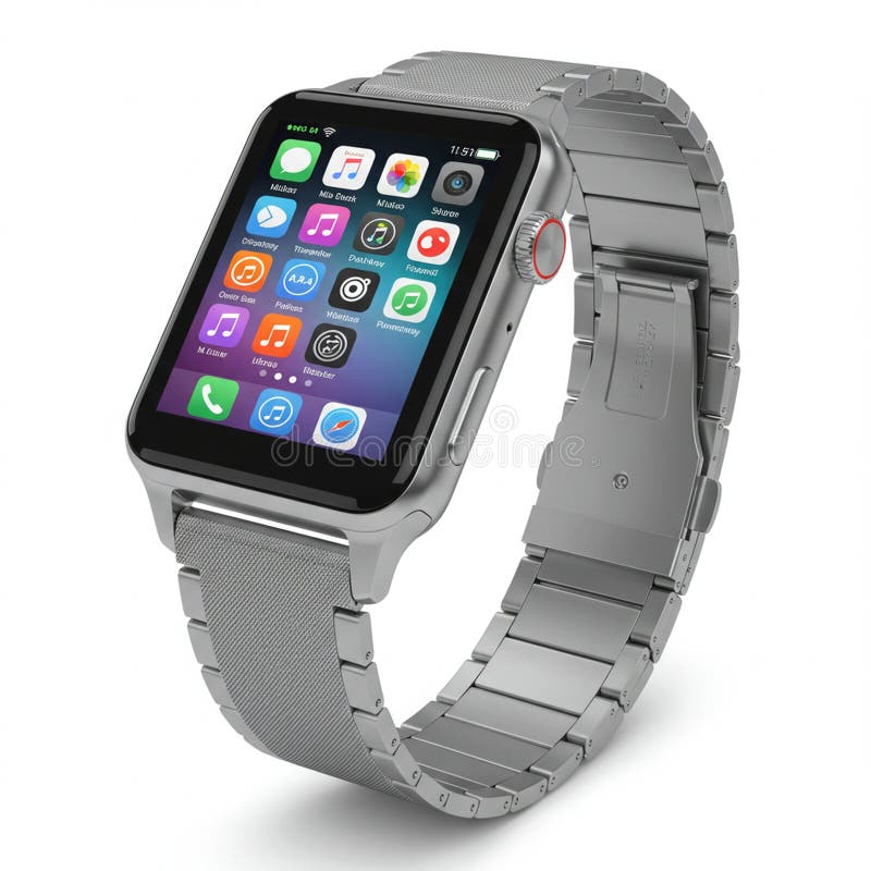 Smartwatch with a Square Touchscreen Display Featuring Colorful App ...
