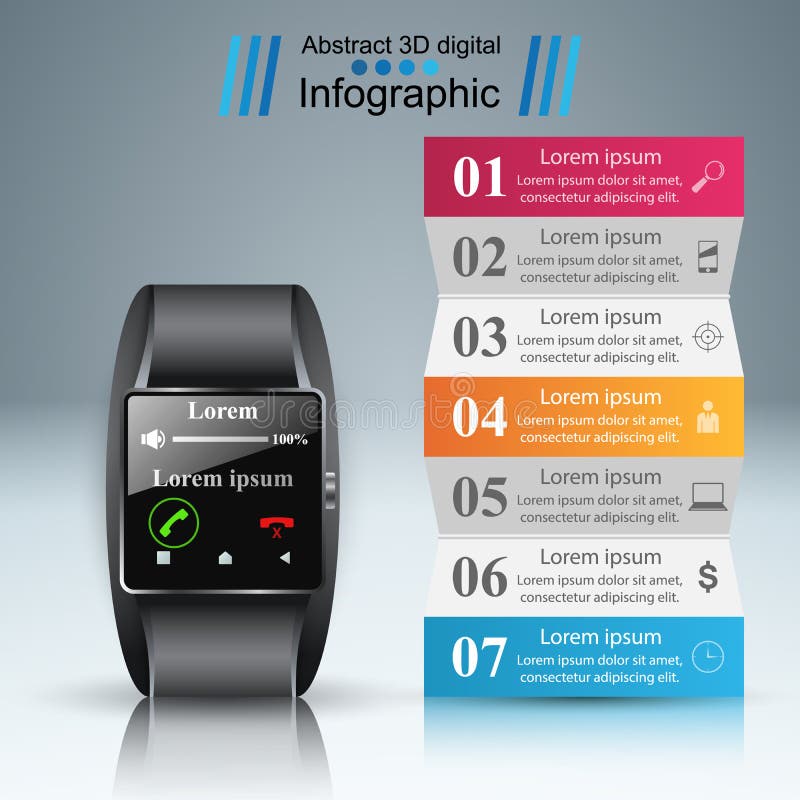 Smartwatch Symbol Abstrakt Infographic Vektor Illustrationer ...