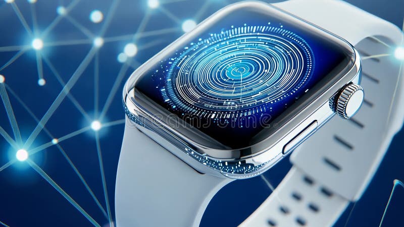 Smartwatch Text Futuristic Data Visualization Blue Copy Background on ...