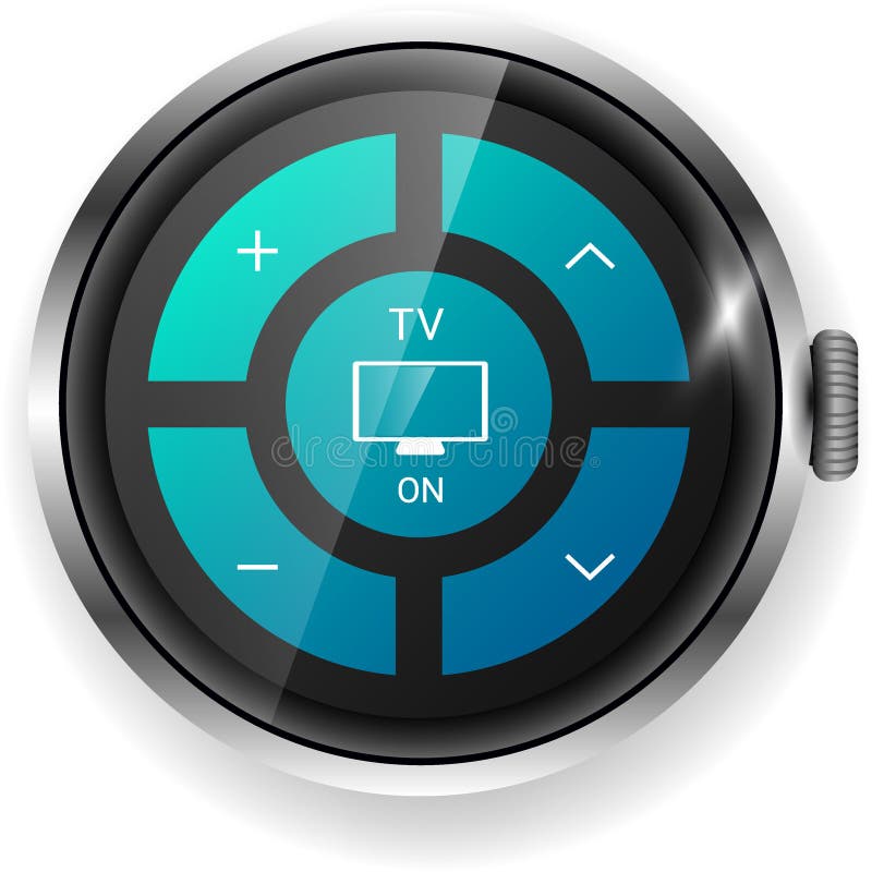 Smartwatch TV Remote Control Interface with Modern Blue and Black ...