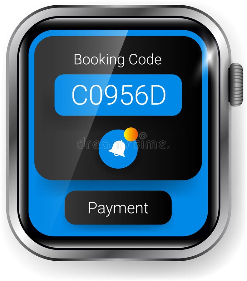 Smartwatch UI Displaying Booking Code and Payment Notification Stock ...