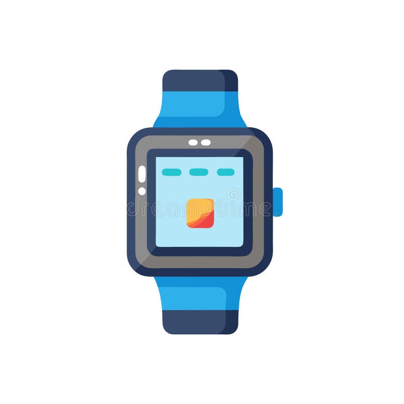 Smartwatch Vector Illustration with Blue Band and App Icon on Screen ...