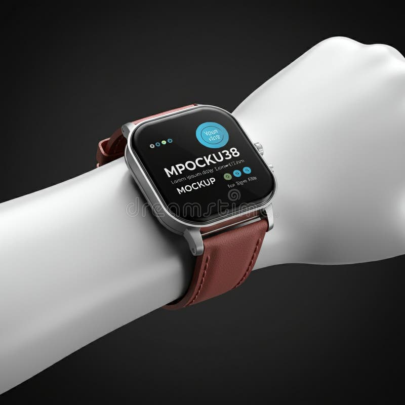 Smartwatch on Wrist, Showcasing a Square Display with Customizable ...