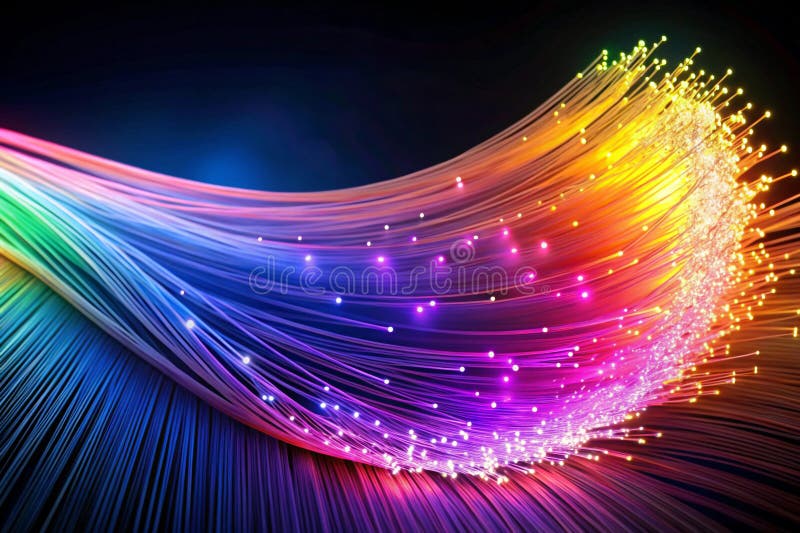 Smartwave Gradient with Curved Fiber Optic Threads Stock Illustration ...