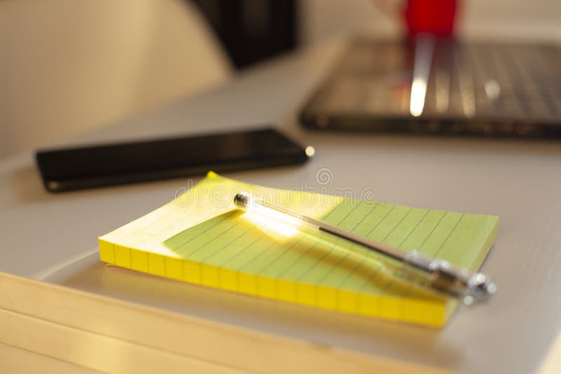 Smartworking Set with Laptop, Mobile and Block Notes Stock Photo ...