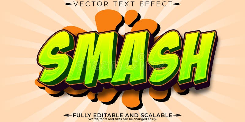 Smash Comic Text Effect, Editable Pop Art and Humor Text Style Stock ...