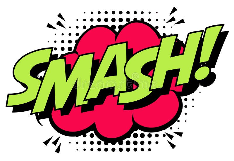 Smash Comic Text on Red Dotted Background Stock Vector - Illustration ...