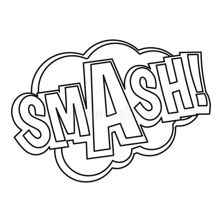 Smash, Comic Text Sound Effect Icon, Outline Style Stock Vector ...
