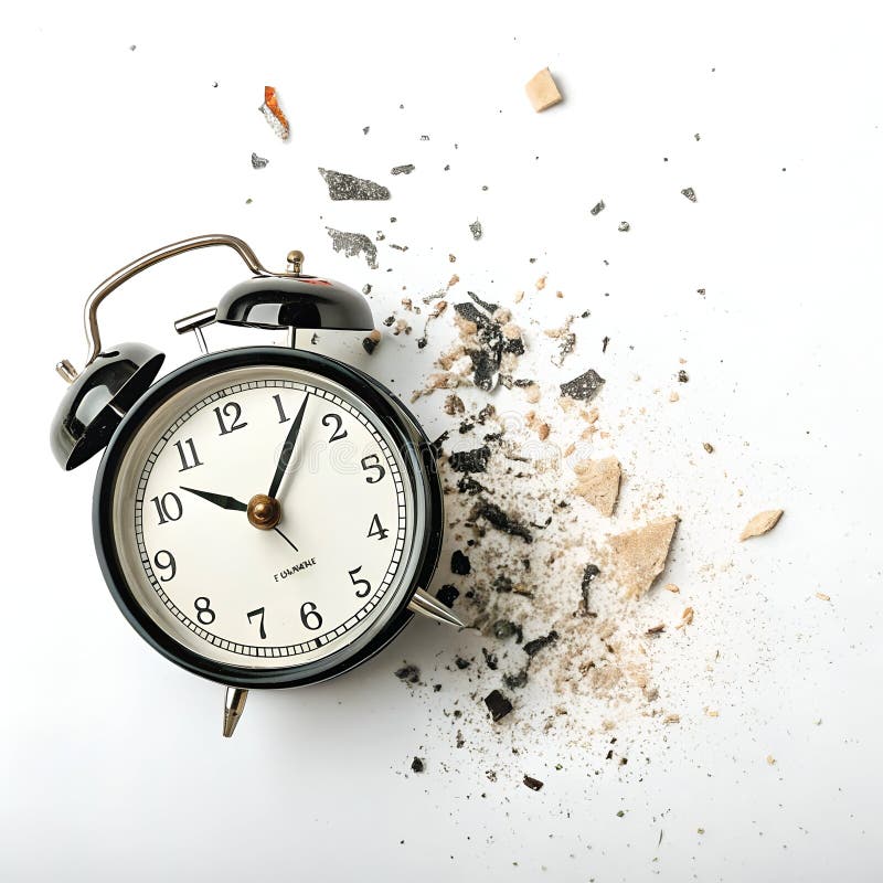 Smashed Alarm Clock stock illustration. Illustration of white - 356593262