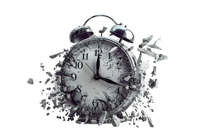 Smashed Alarm Clock on Transparent Background Stock Illustration ...