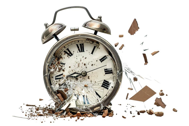 Smashed Alarm Clock on Transparent Background Stock Illustration ...