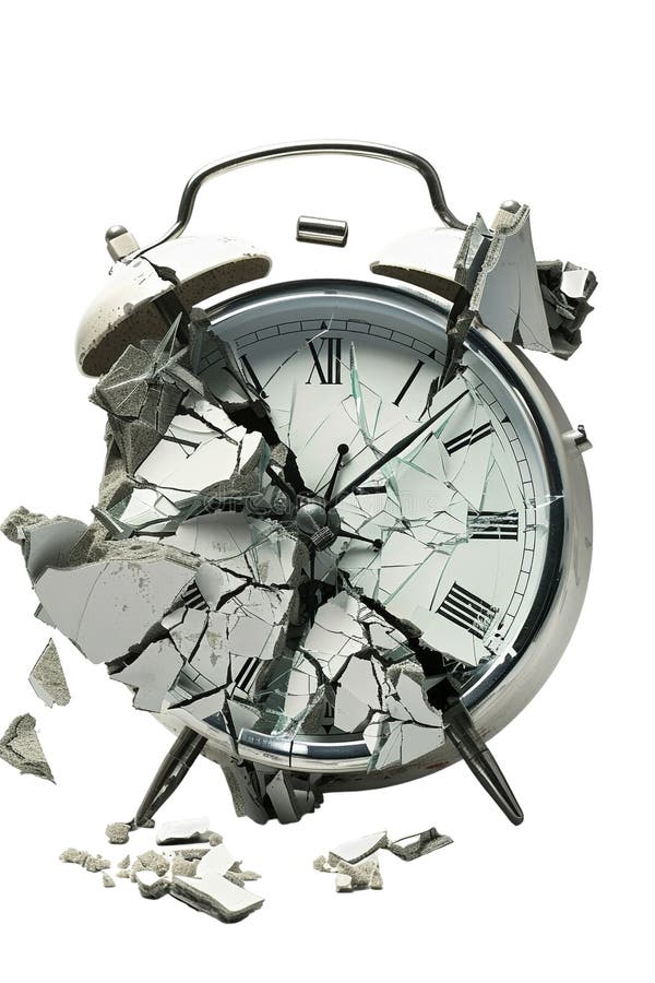 Smashed Alarm Clock on Transparent Background Stock Illustration ...