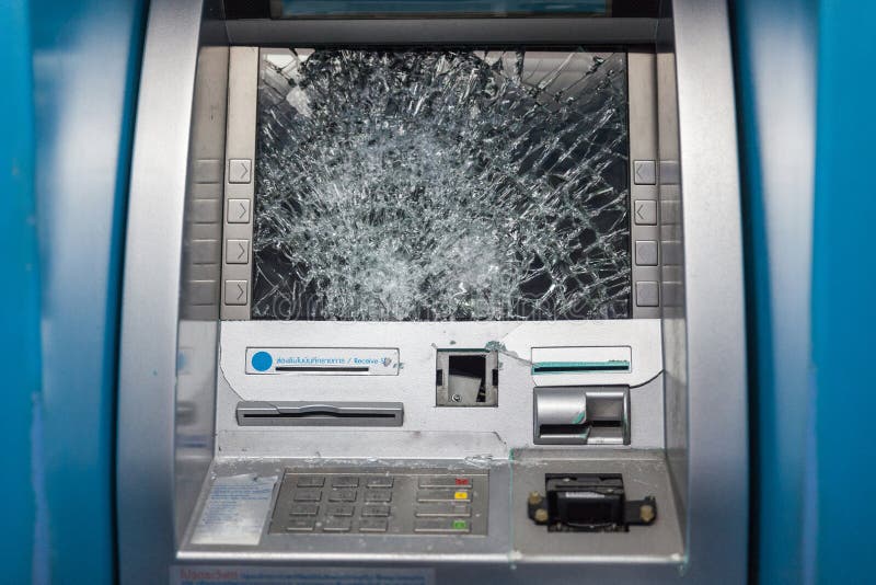 Old broken ATM stock image. Image of cash, screen, damage - 91570479