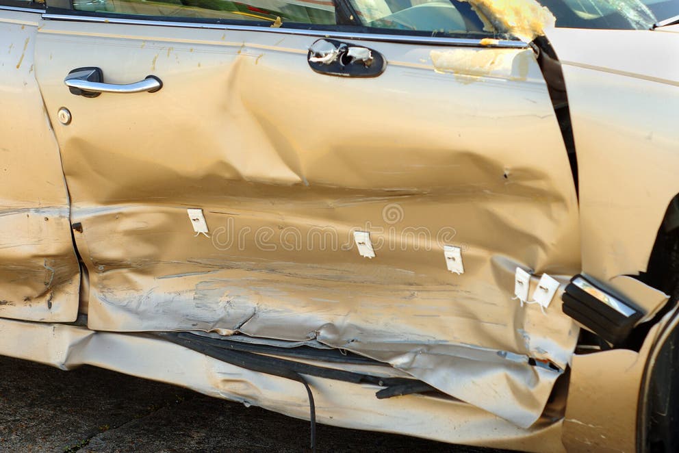 Smashed automobile door stock photo. Image of steel, folded - 2907206