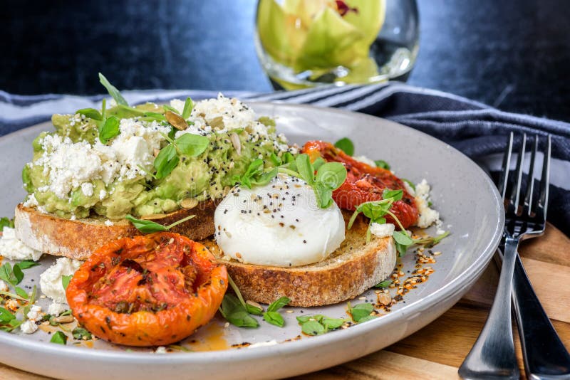 Smashed Avocado on Toast stock image. Image of breakfast - 185622251
