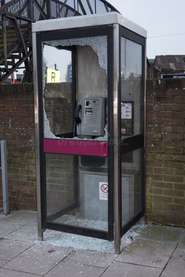 Smashed Broken Phone Box in Wokingham Editorial Photography - Image of ...