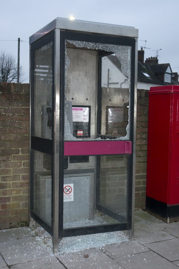 Smashed Broken Phone Box in Wokingham Editorial Photography - Image of ...