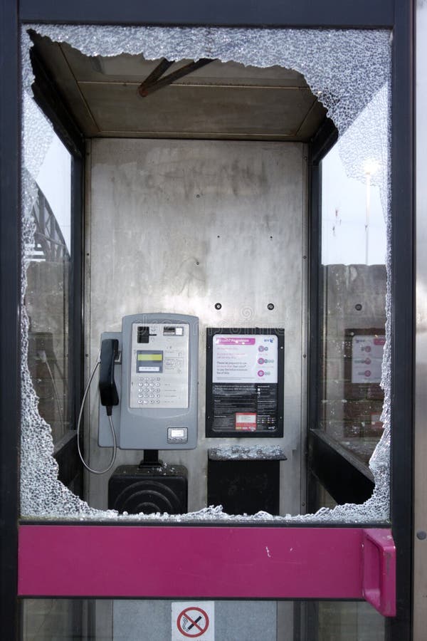 Smashed Broken Phone Box in Wokingham Editorial Photography - Image of ...