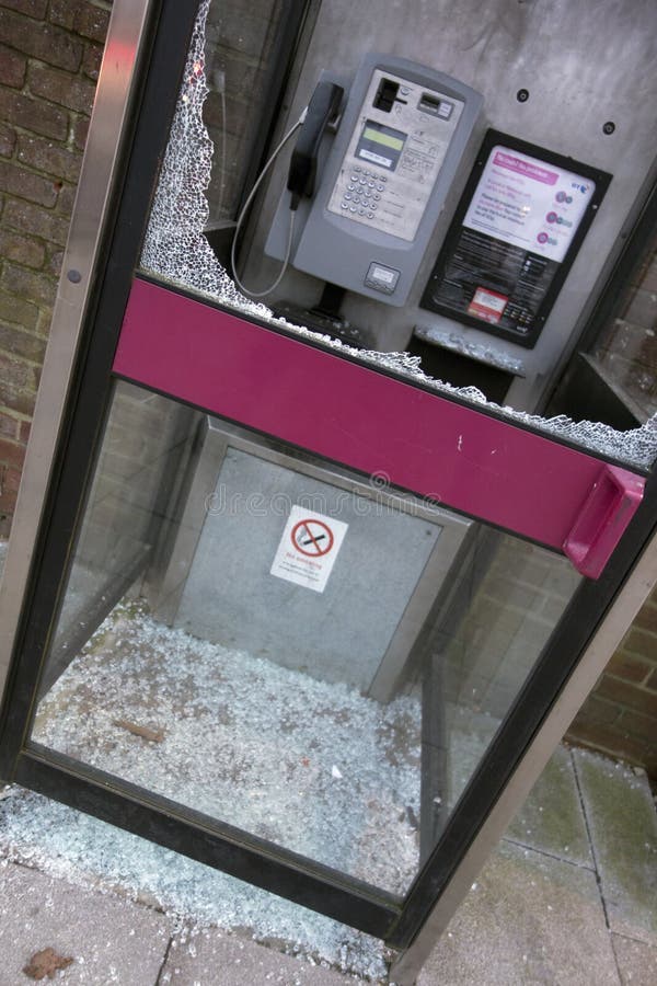 Smashed Broken Phone Box in Wokingham Editorial Image - Image of ...