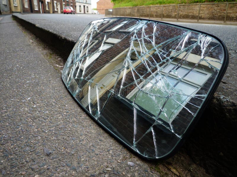 Smashed Car Rear View Mirror Terrace House Stock Photo - Image of ...