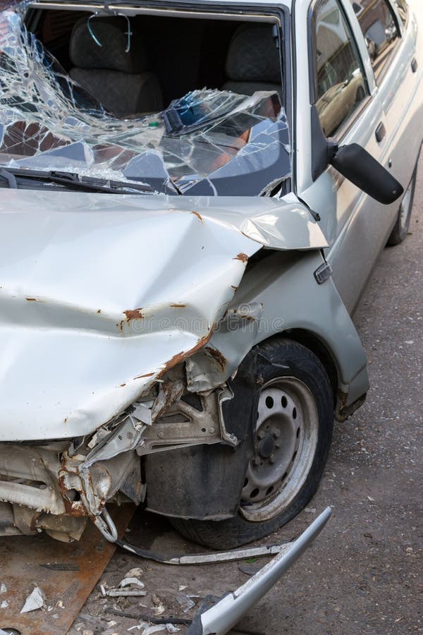 Smashed And Damaged Rear Stop Light On The Green Car, Broken By Vandals ...