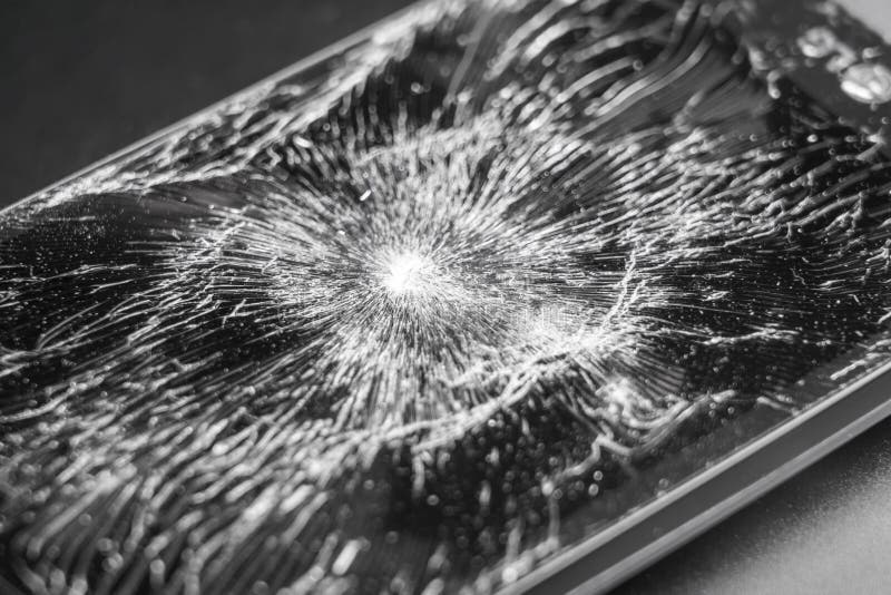 Black Smashed Crushed Mobile Phone with Broken Cracked Display Stock ...