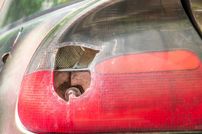 Smashed and Damaged Rear Stop Light on the Car, Broken by Vandals or in ...