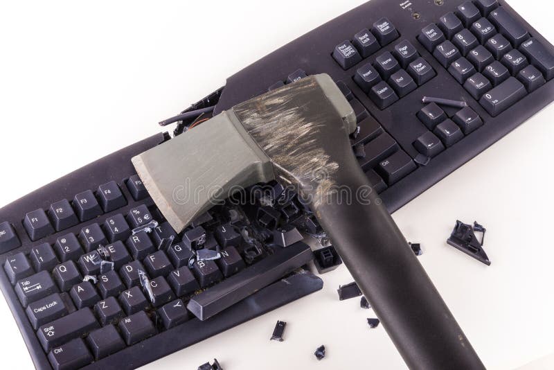 Keyboard Smashed By Angry User Stock Image - Image of break, anger ...