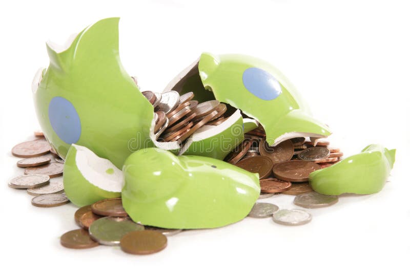 Smashed Moneybox with British Currency Coins Stock Photo - Image of ...