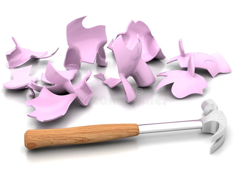 Smashed piggy bank stock illustration. Illustration of broken - 7170883