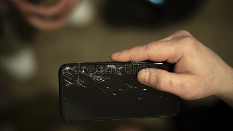 Smashed Smartphone Screen. Phone in Hand Stock Photo - Image of girl ...