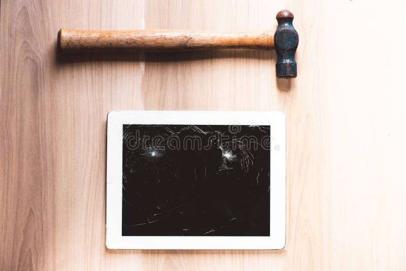 Smashed tablet screen stock image. Image of equipment - 218779511