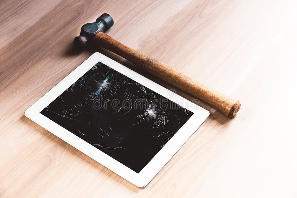 Smashed tablet screen stock image. Image of mobile, broken - 218779529