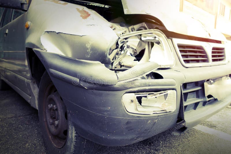 A Smashed Up Car after an Accident Leaves a Wreck Stock Photo - Image ...