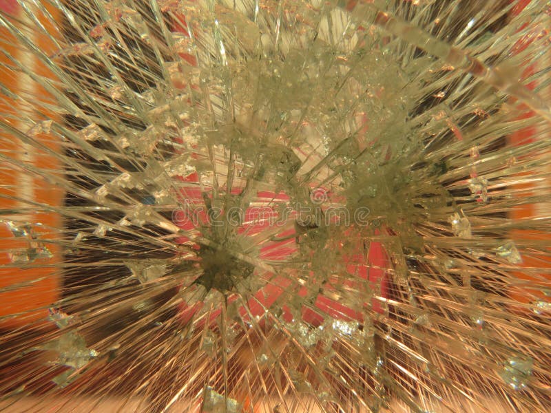 Smashed window glass stock photo. Image of crack, close - 111059604