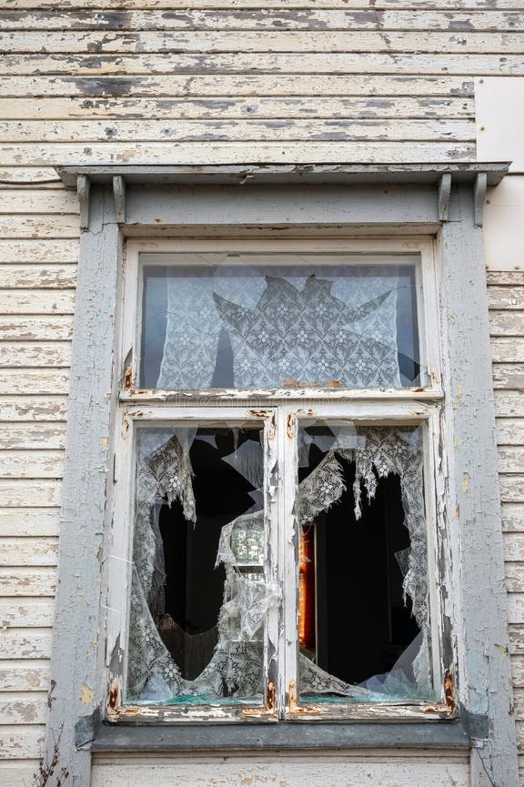 Broken Windows of a Derelict Home Stock Photo - Image of aged, shabby: 373299654