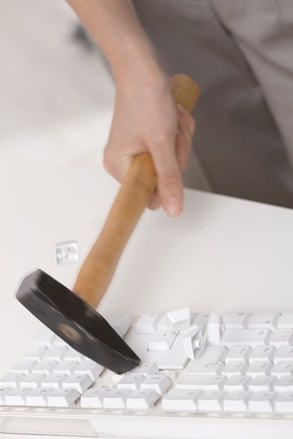 Smashing Keyboard with Hammer Stock Image - Image of stockphoto, light ...